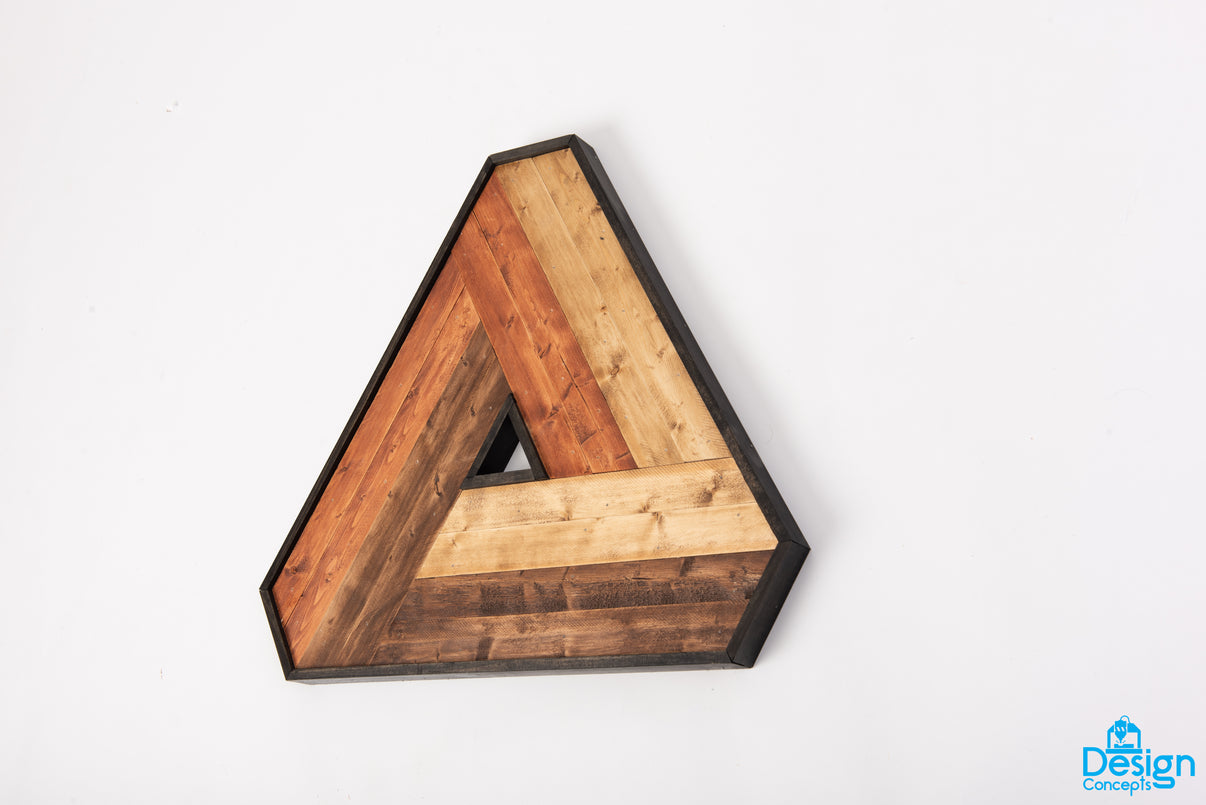 Rustic Wooden Penrose Triangle 3D Wall Art – Design Concepts Chi
