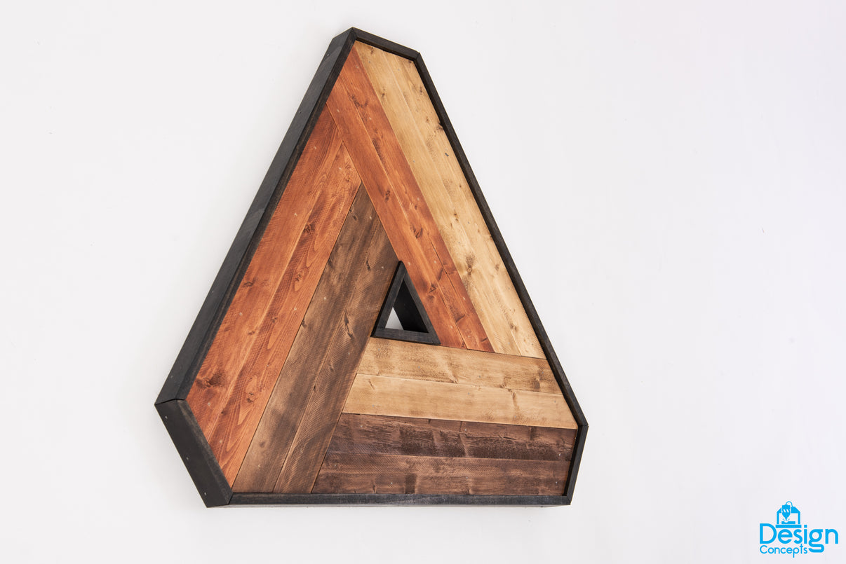 Rustic Wooden Penrose Triangle 3D Wall Art – Design Concepts Chi